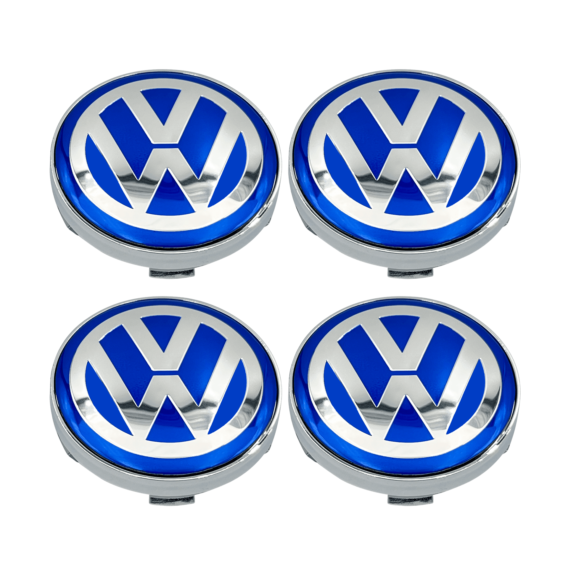 4 pieces. Blue & Chrome VW Center caps | Driverse