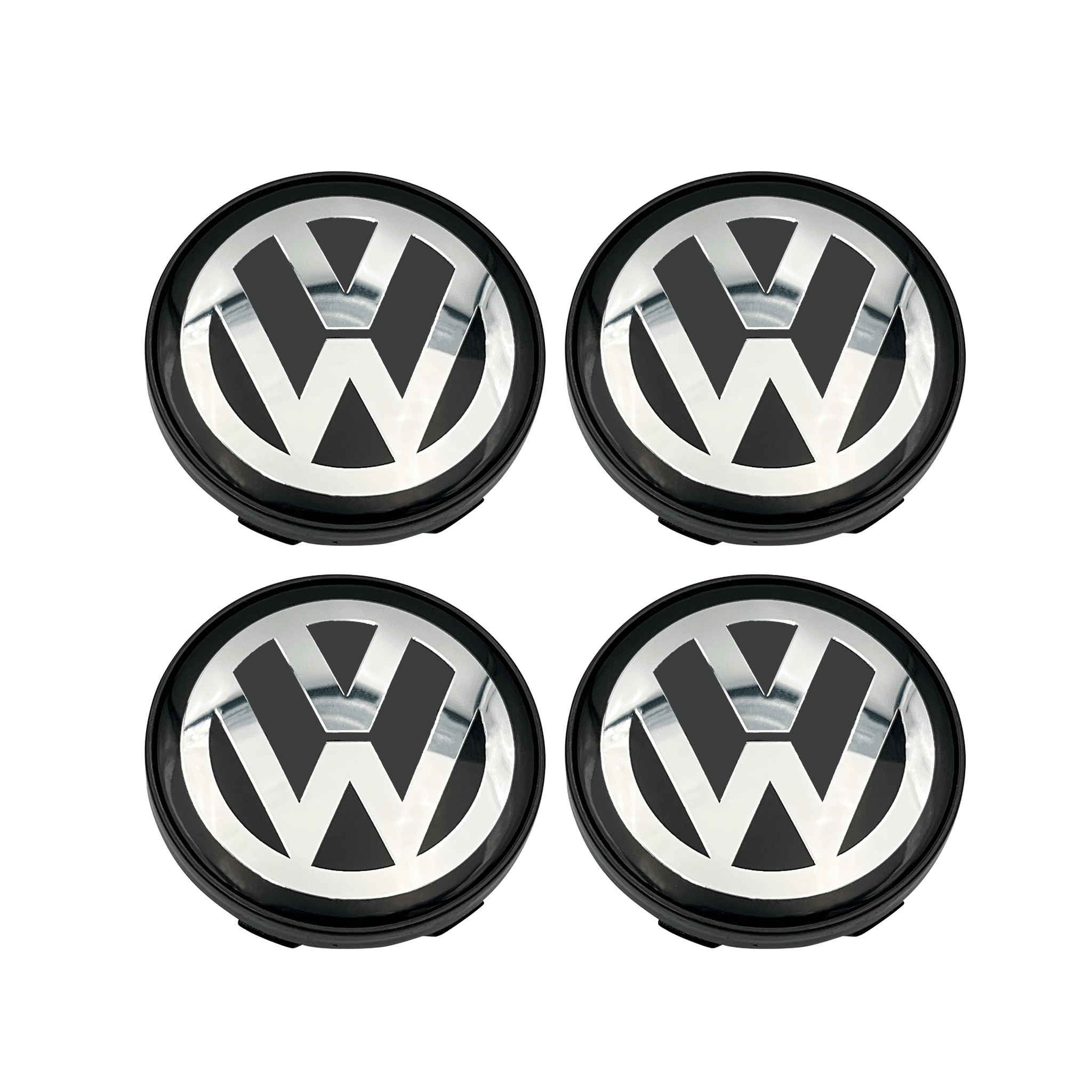 4 pcs. Chrome VW Center caps, 56mm / 60mm / 65mm - Driverse